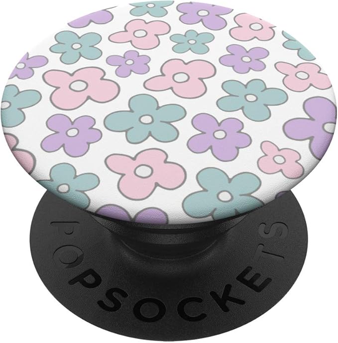 Cute Floral Pattern - Pink Teal Purple Flowers PopSockets PopGrip ...