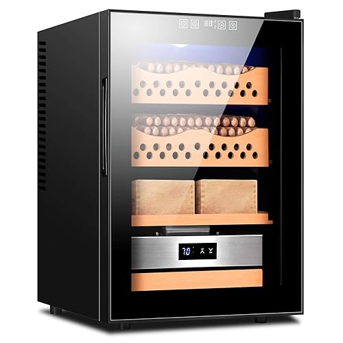 50L Touch Control Stainless Cooler Humidor, 200 Count Capacity, 3 Layer ...