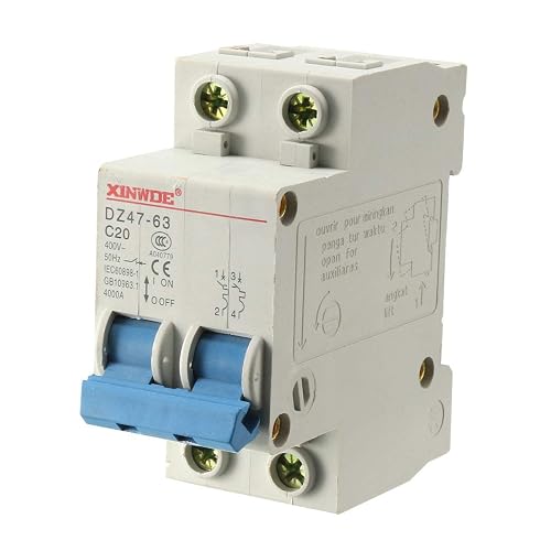 20A Miniature Breaker Uxcell 20A Double Pole Circuit Breaker - DIN Rail ...