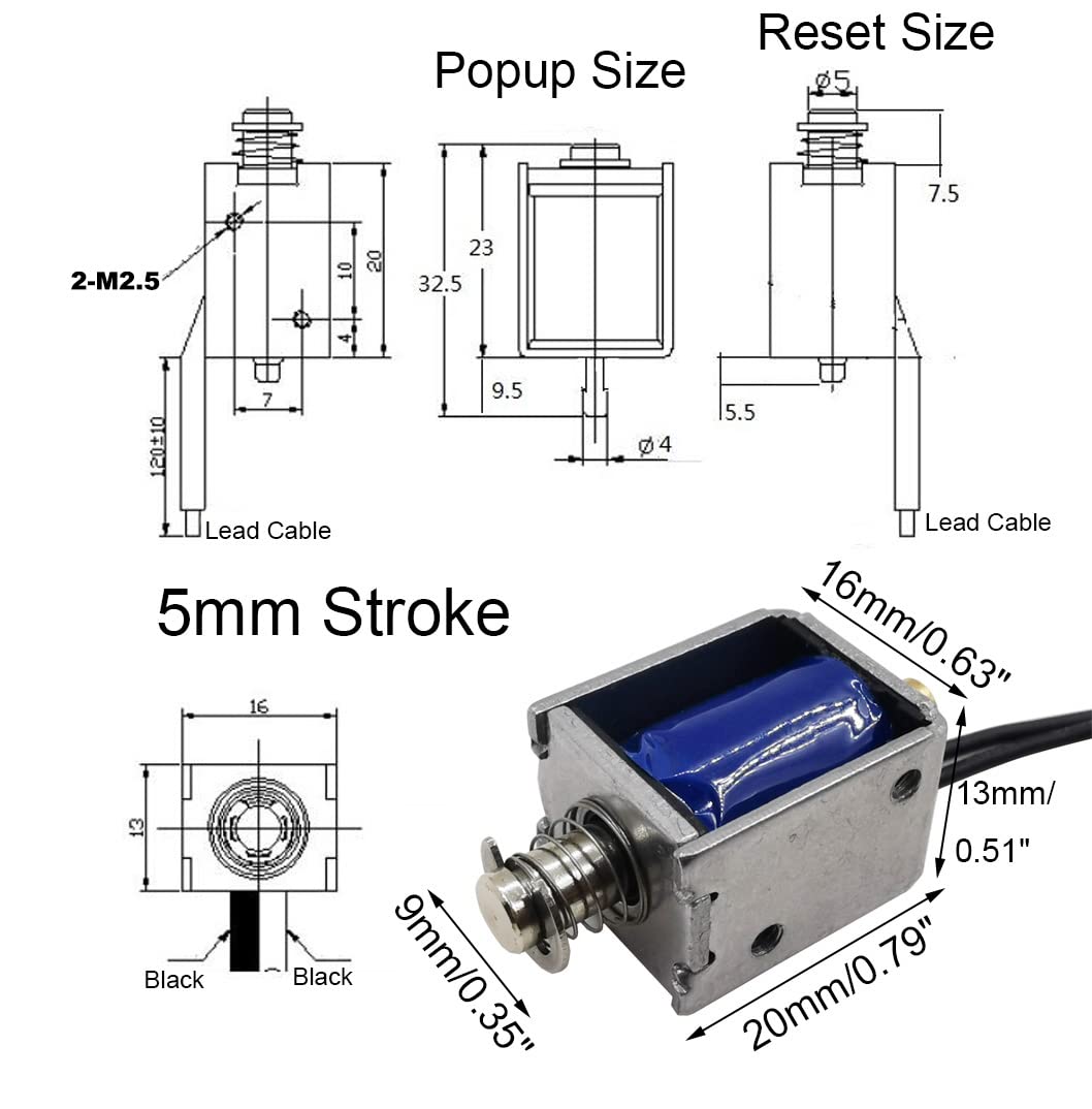 Mua 2PCS DC 5V 7Ω Mini Push Pull Linear Solenoid Electromagnet 5mm ...