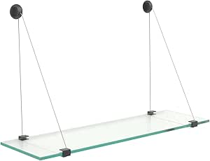 Amazon.com: Clear Hanging Glass Shelf 6" X 33" Black Finish : Home ...