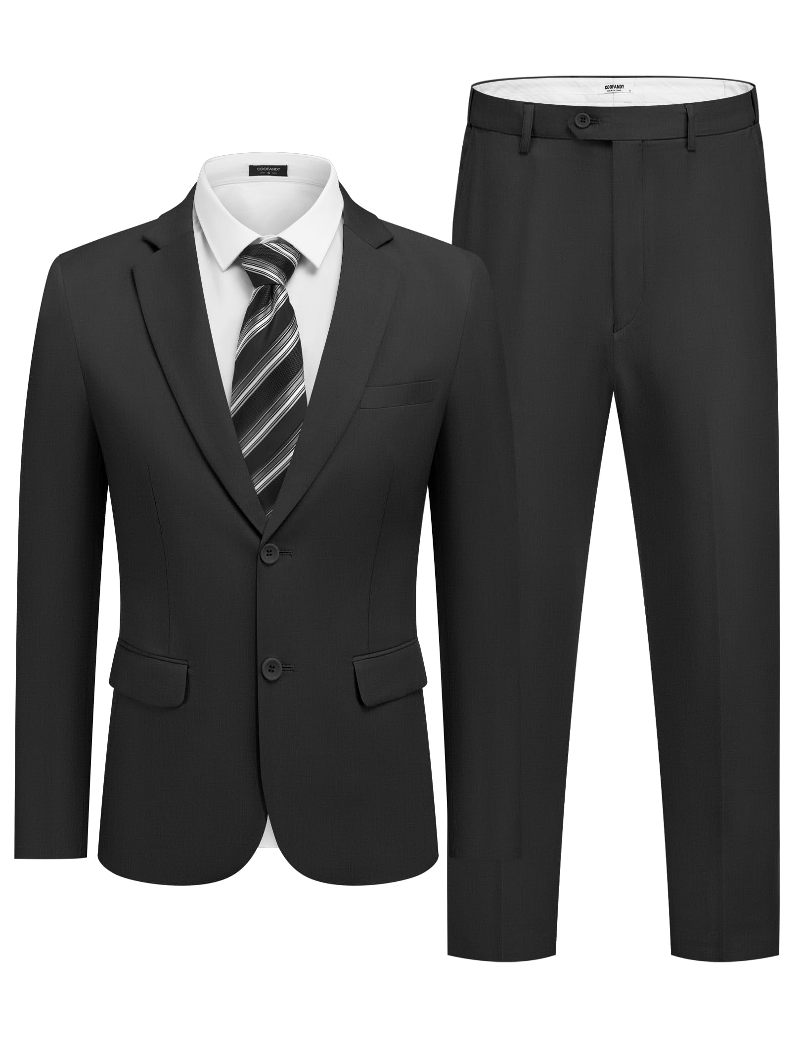 COOFANDY Mens 2 Piece Suit Slim Fit 2 Button Formal Jacket Suits Pants ...