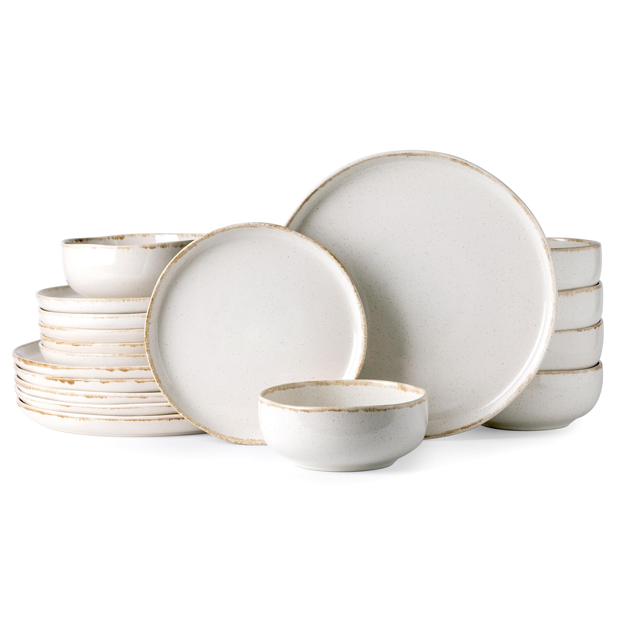 AmorArc Ceramic Dinnerware Sets, Wavy Rim Stoneware Plates and Bowls ...