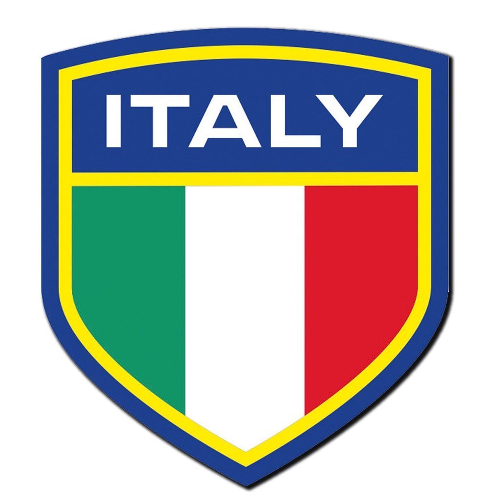 2 x 10cm/100mm Italy Flag Crest Italian Vinyl SELF ADHESIVE STICKER Decal Laptop Travel Luggage ...