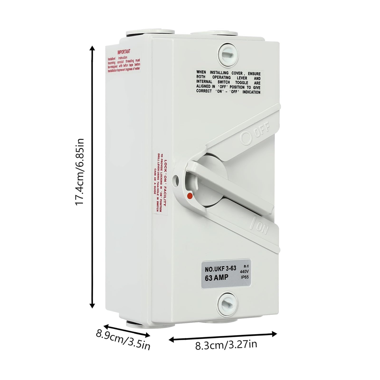 Isolation Switch, 3 Pole 440V General Heavy Duty Safety Wall Mounted ...