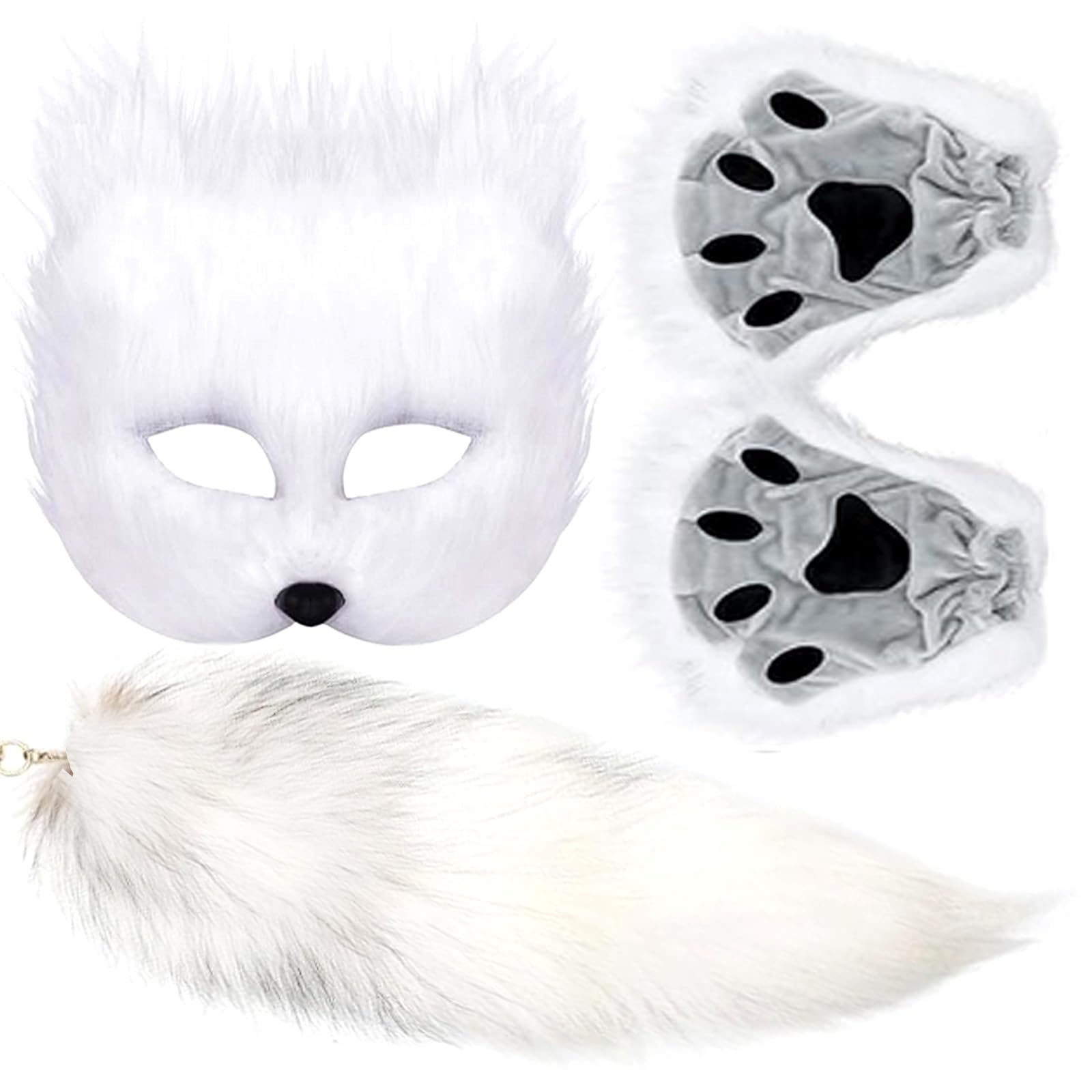 Mua Valpeak Therian Mask and Tail Set for Girls Halloween Cat Mask Tail ...