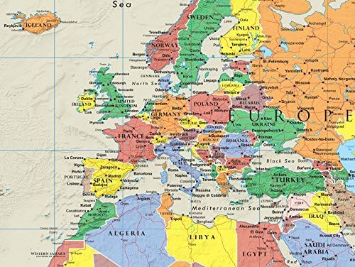 A1 World Wall Map Contemporary Elite Edition, Laminated, 92cm x 61cm by ...