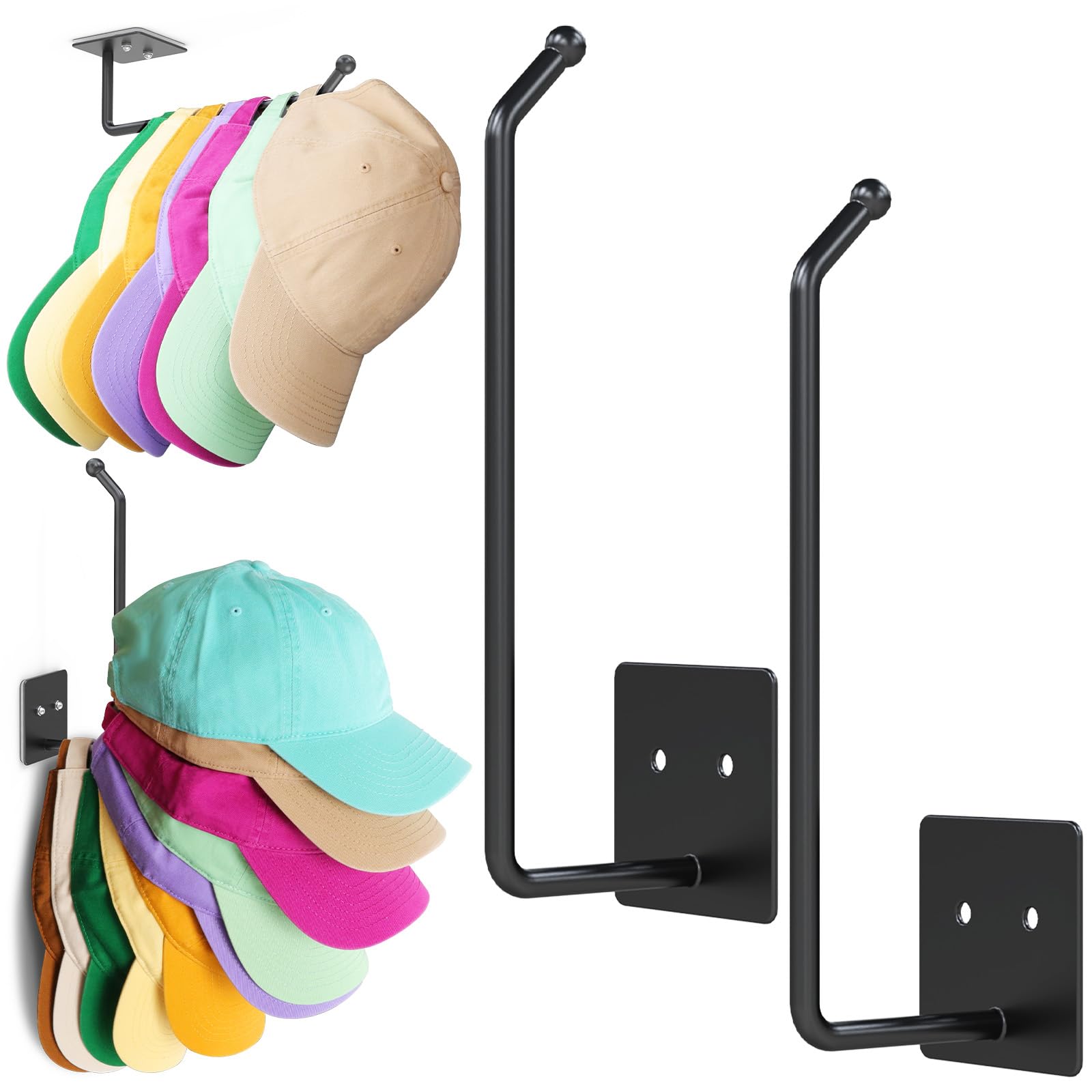 Ginyoyo 8 Inch Hat Rack, 2 Pcs Stainless Steel Hat Organizer for ...