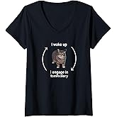 Amazon.com: I Wake Up I Engage In Tomfoolery Funny Cat Meme T-Shirt ...