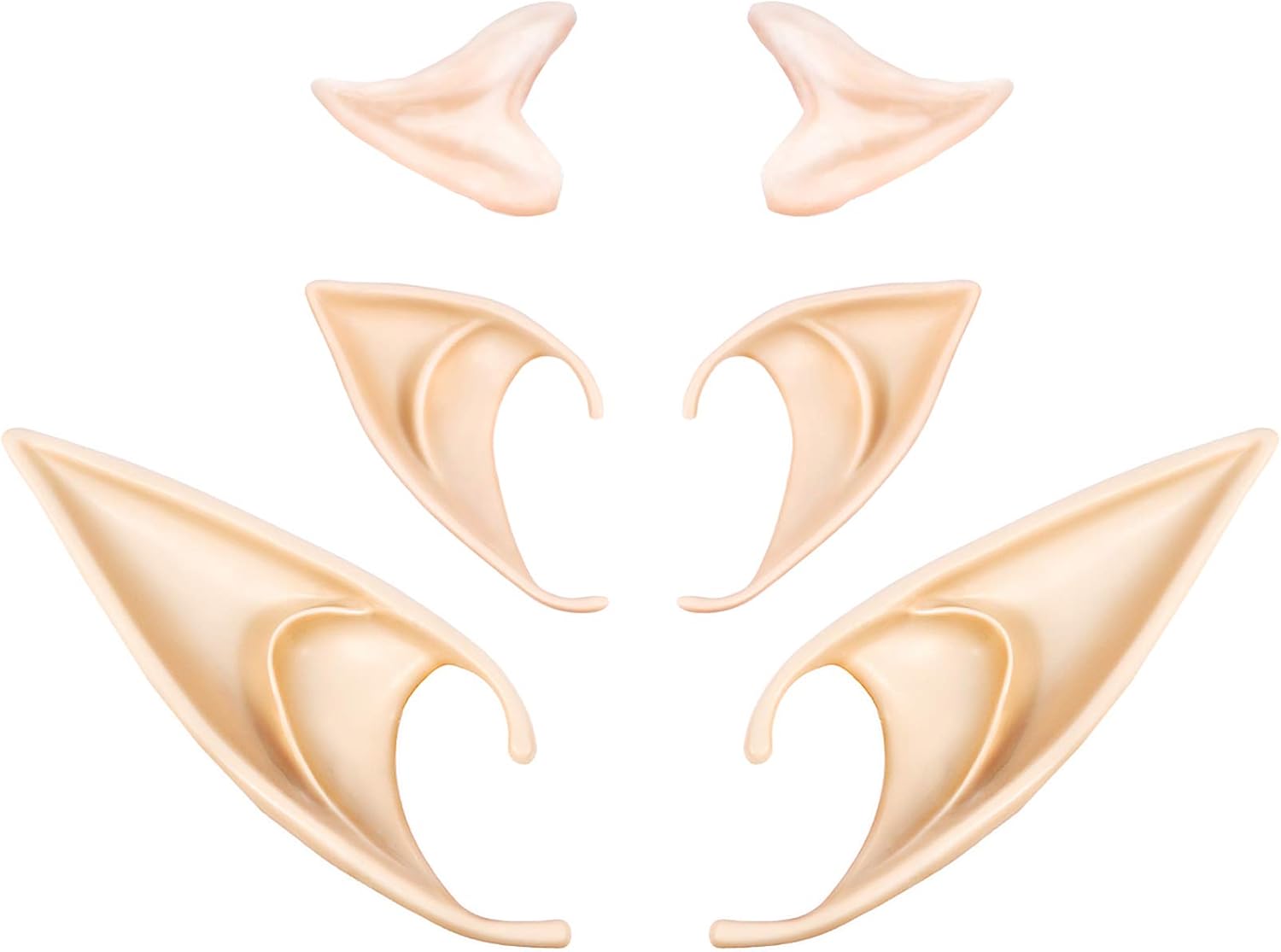 3 Pairs Latex Elf Ears Pixie Fairy Ears Cosplay Soft Pointed Goblin ...