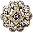 Amazon.com: Square & Compass with Rhinestones Round Masonic Lapel Pin ...