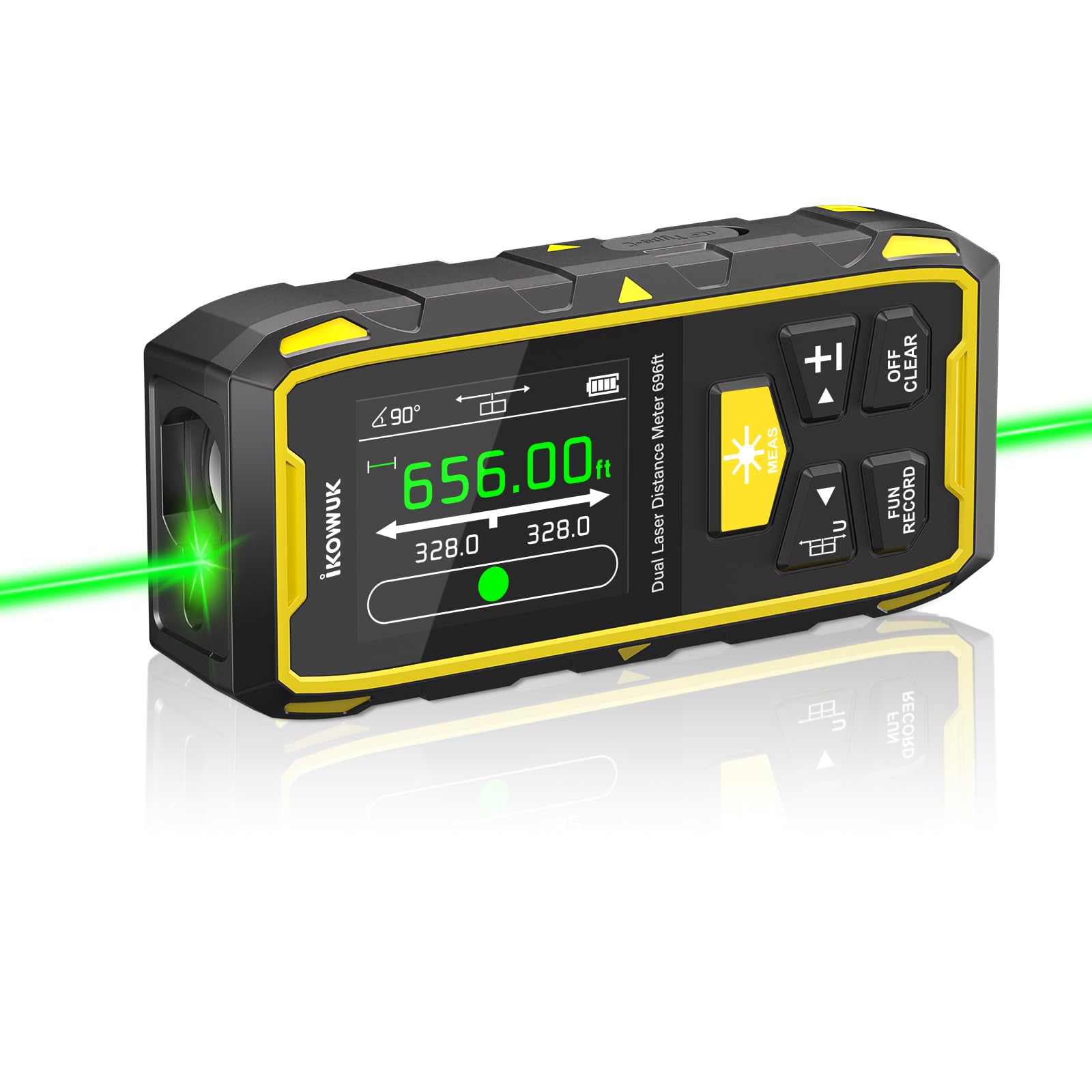IKOVWUK Dual Laser Measuring Tool, 656FT/200M Green Bilateral Laser Distance Meter 6 Unit ...