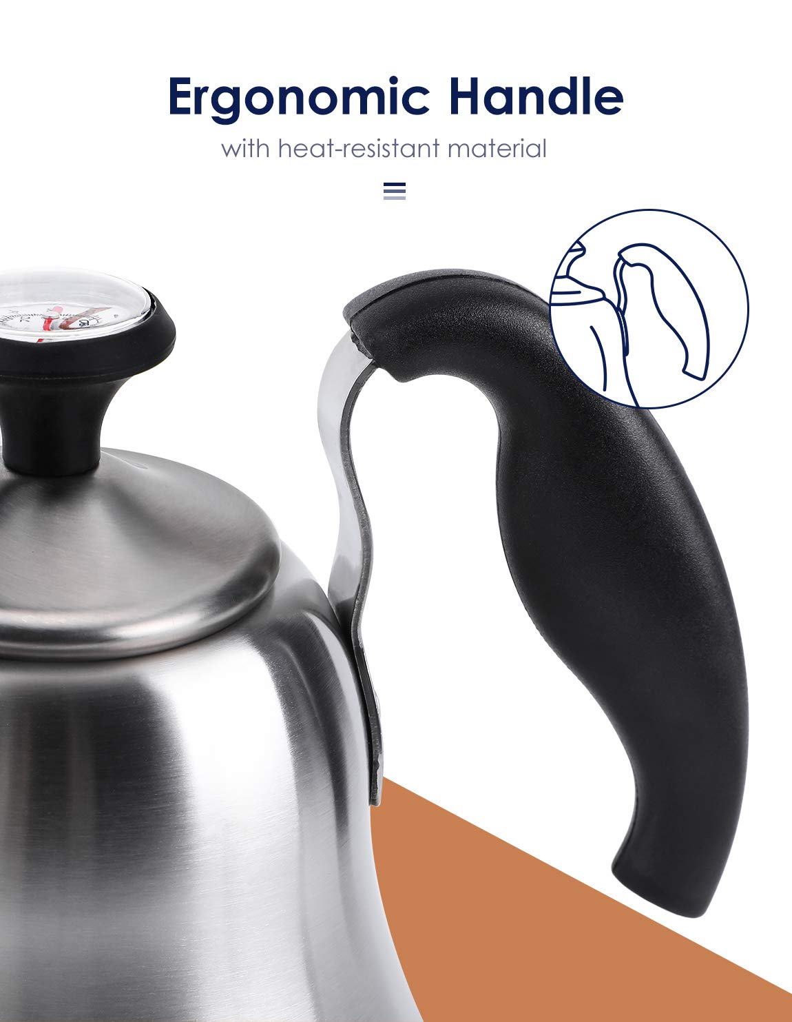 Chefbar Tea Kettle with Thermometer for Stove Top Gooseneck Kettle ...