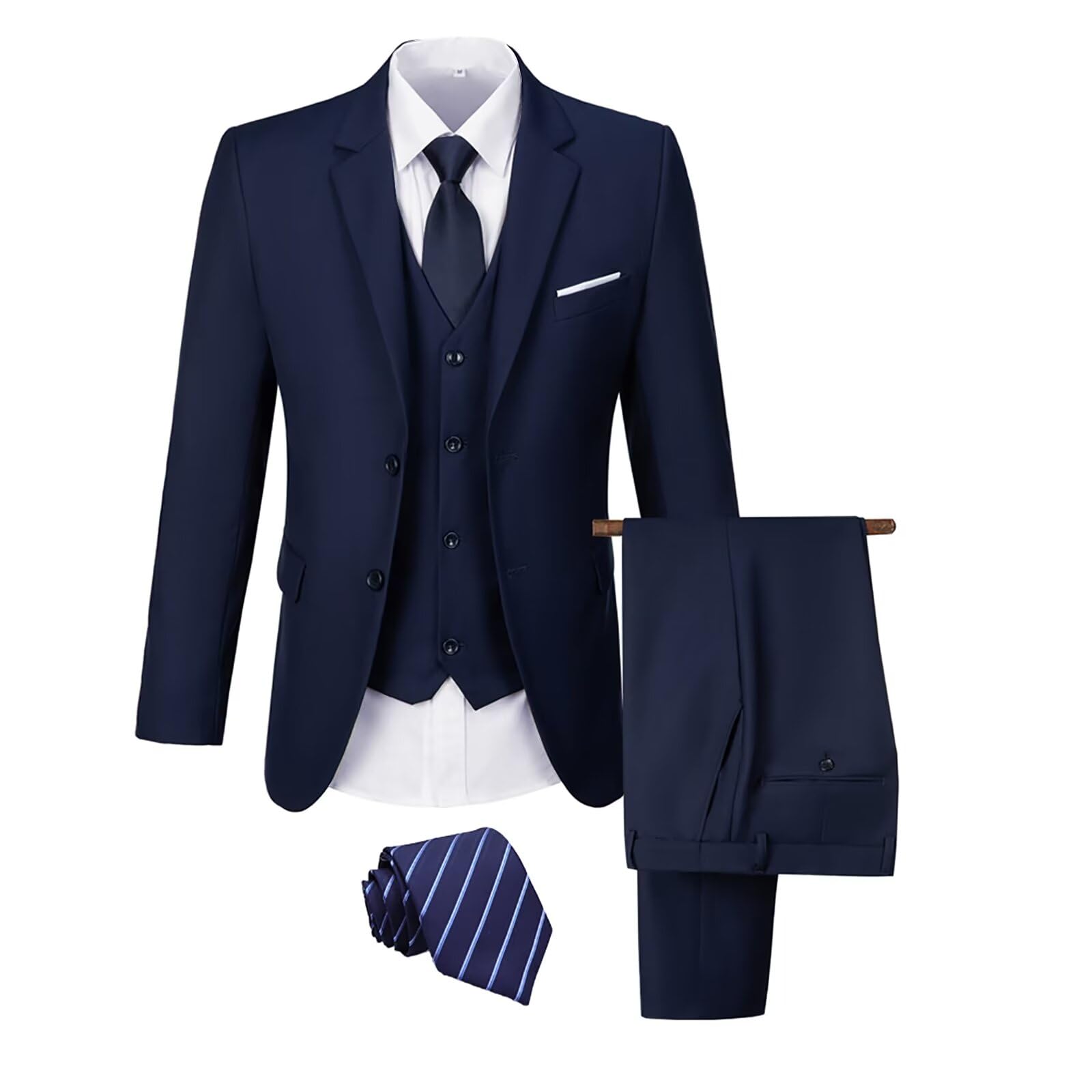 Suits for Men Navy Blue Wedding Prom Party Suit Slim Fit Formal ...