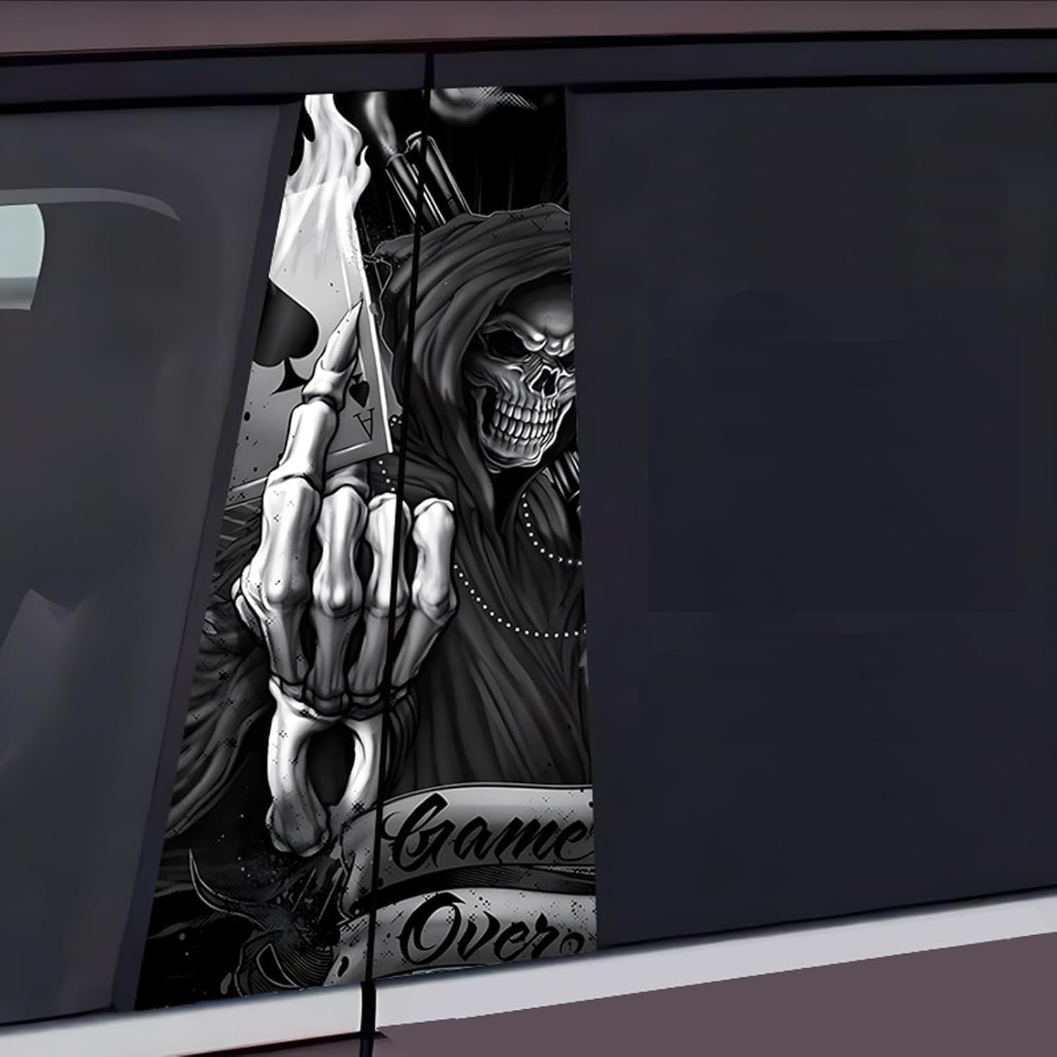 Blueshyhall 2PCS Car B-Pillar Vinyl Decals, Horror Skull Skeleton ...