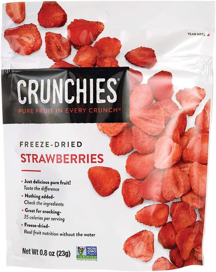 Amazon.com: Crunchies Food Company Freeze-Dried Strawberries 0.8 oz Pkg ...
