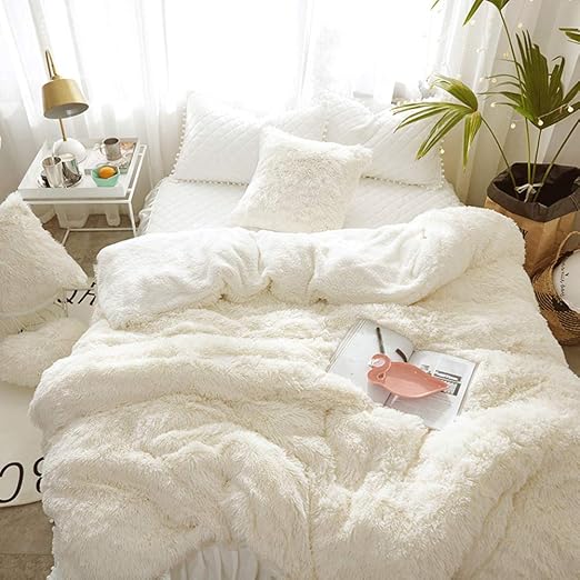Couverture De Couette en Peluche Winter Fluffy,Fausse Fourrure ...