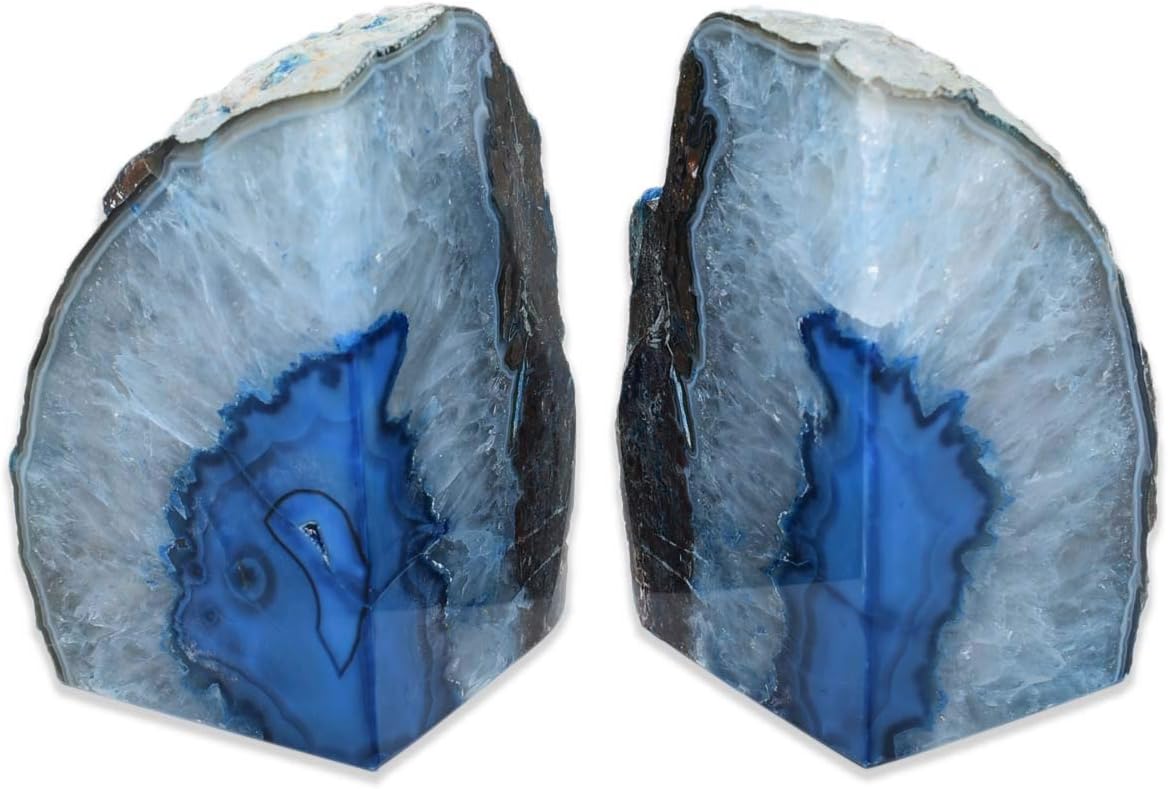 Amazon.com: Nature's Decorations - Luxury Blue Agate Bookends - Set of ...