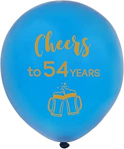 Blue Cheers to 54 Years Latex Balloons, 12inch (16pcs) 54th Birthday ...