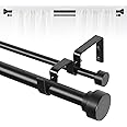 Amazon.com: TANGWIN Black Double Curtain Rods for windows 36 to 88 ...