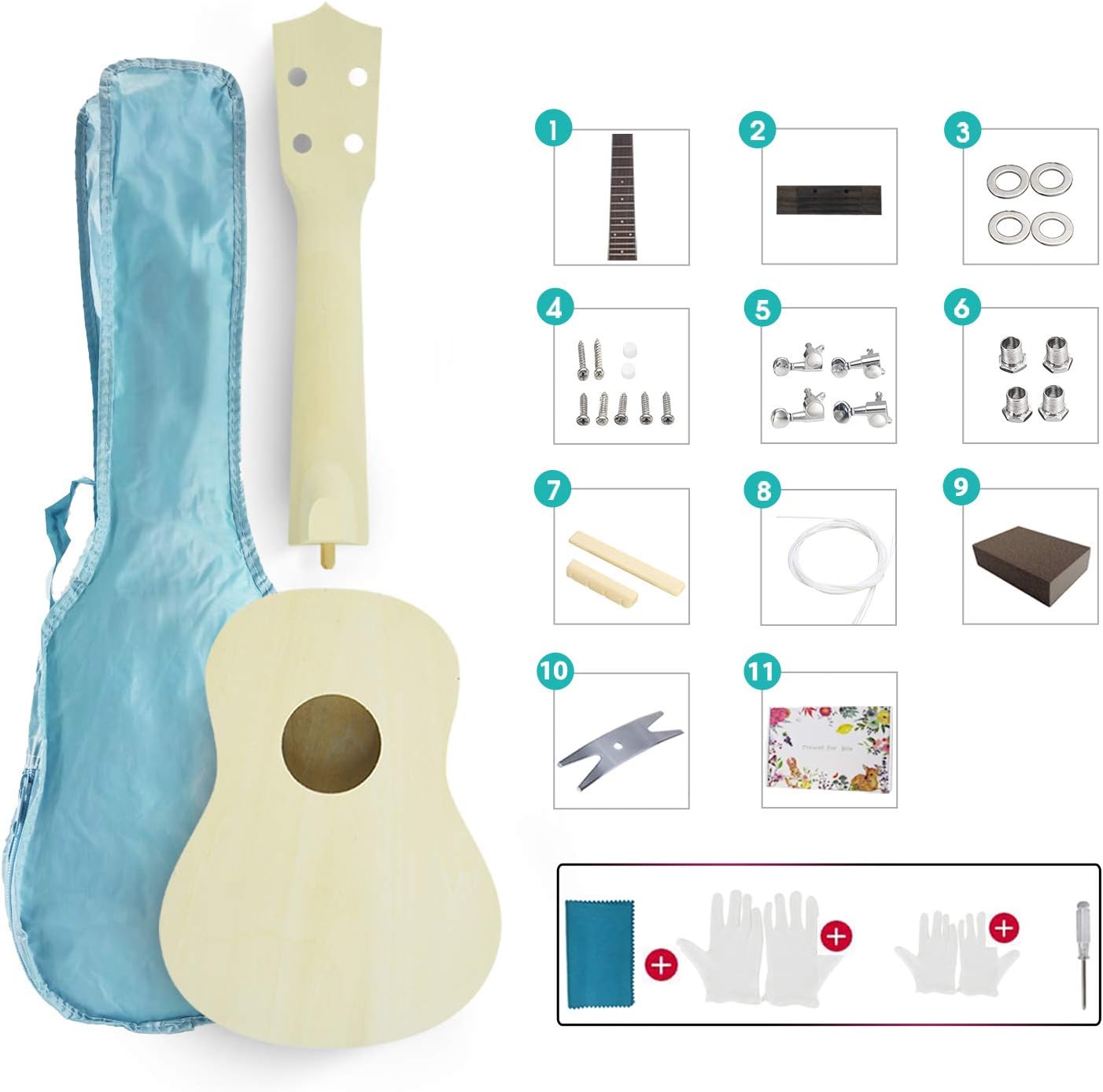 Amazon.com: DIY Ukulele Unfinished Soprano Ukulele Kit Make Your Own ...