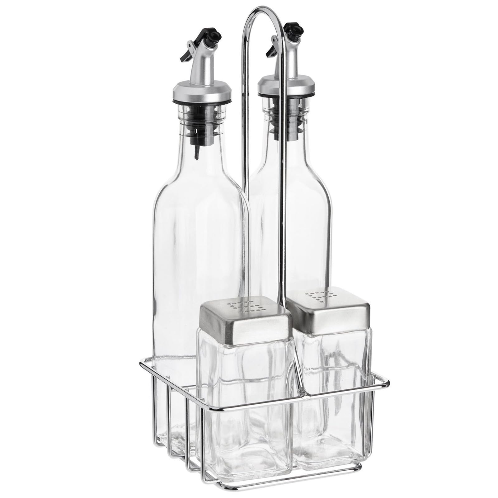 Juvale 5-Piece Oil and Vinegar Dispenser Set With Caddy, 9-Ounce ...