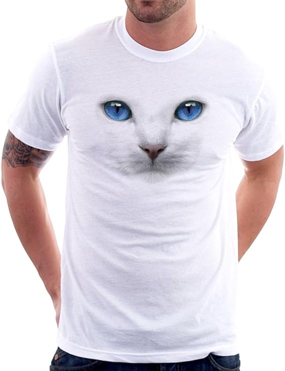 Amazon.com: Cat Shirt - Cat Face Shirts - Cat Shirt Men - White Cat ...