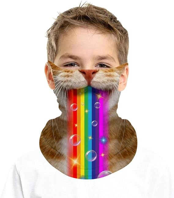 Amazon.com: Cat with Rainbow Mouth Kids Face Mask Bandana Sun Hang ...