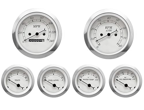 MOTOR METER RACING 6 Gauge Set Classic with Mechanical Speedometer ...