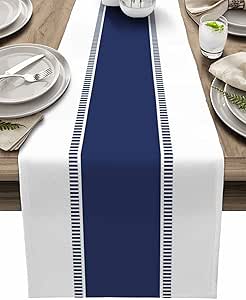 Amazon.com: Modern Navy Blue Table Runners, Farmhouse Stripes Table ...