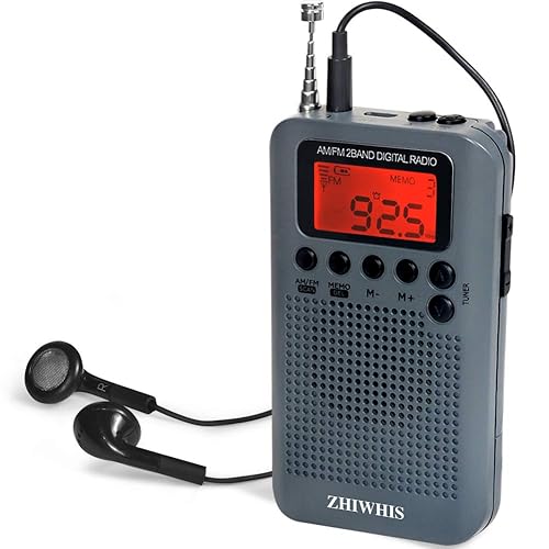 ZHIWHIS Mini LCD AM FM Battery Operated Portable Pocket Radio with ...