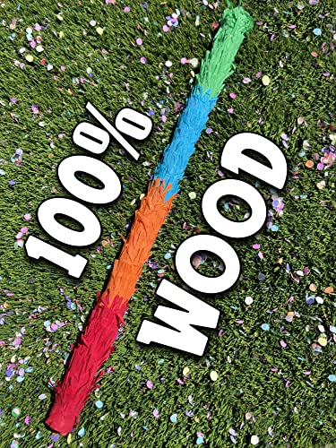 Multicolored 17.5” Wooden Pinata Buster Stick Set with Blindfold ...