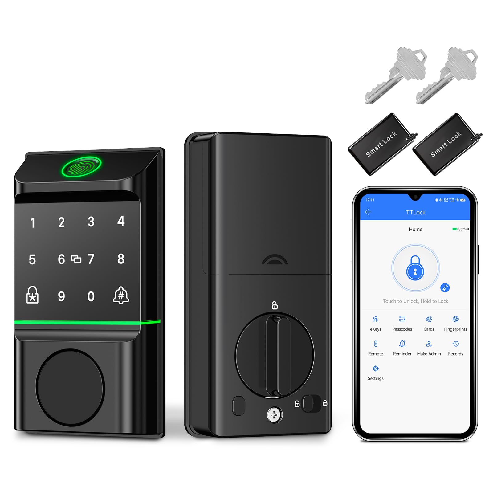 Smart Fingerprint Door Lock App Remote Control Keyless Reset