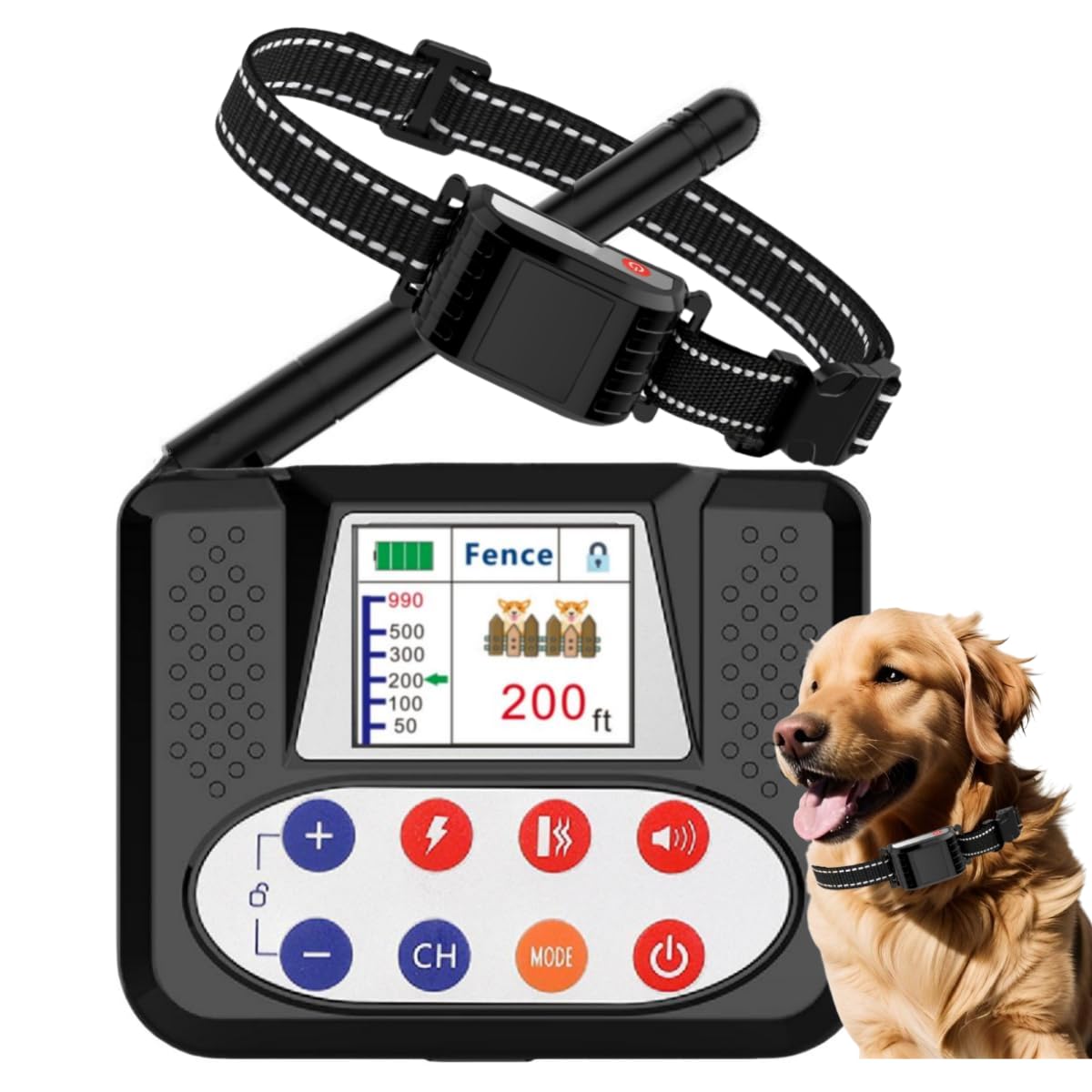 Wireless Dog Fence, 2 in 1 Electric Fence & Training Collar with Big ...