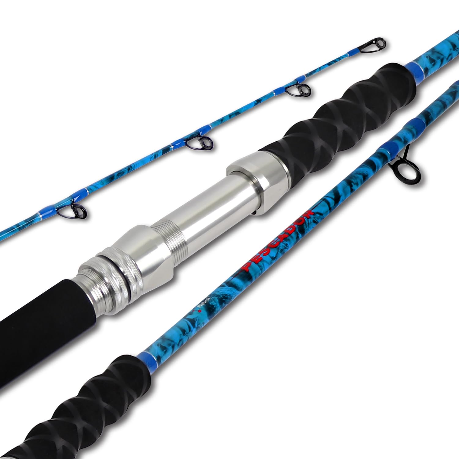 Fiblink 2-Piece Boat Conventional Fishing Rod Portable Spinning/Casting ...