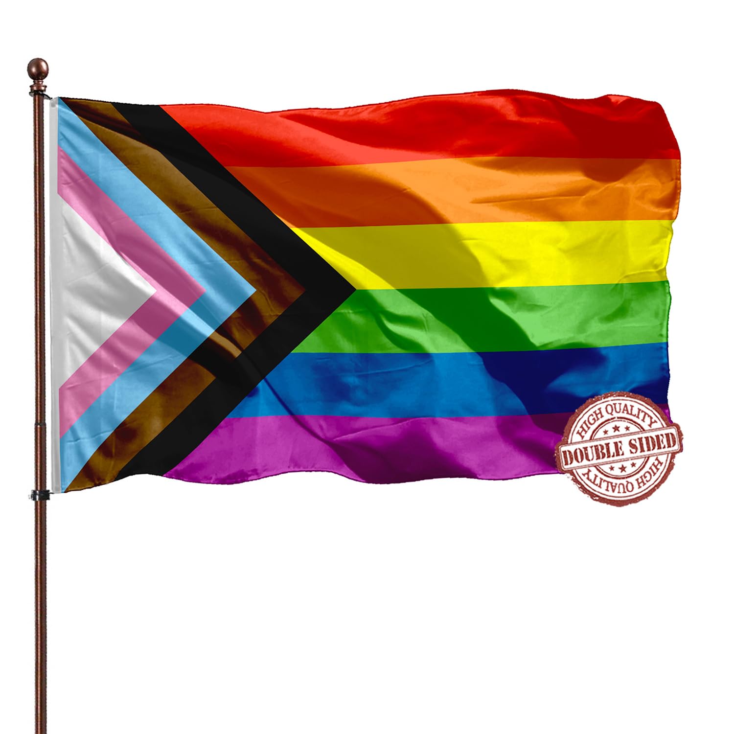Double Sided Progress Pride Inclusive Rainbow Flag 3x5 Outdoor- 3 Ply ...