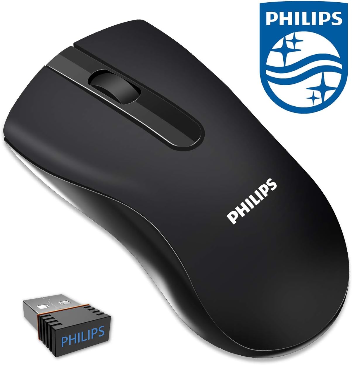 PHILIPS 2.4Ghz Wireless Mouse Slim Click Wireless Computer Mice Optical ...