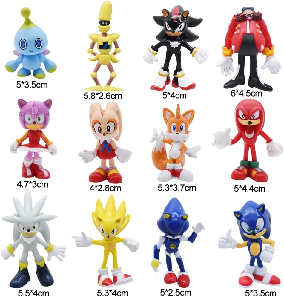 LUTFI Sonic Anime The Hedgehog Toys -12 Pack Sonic Figurines -Sonic ...