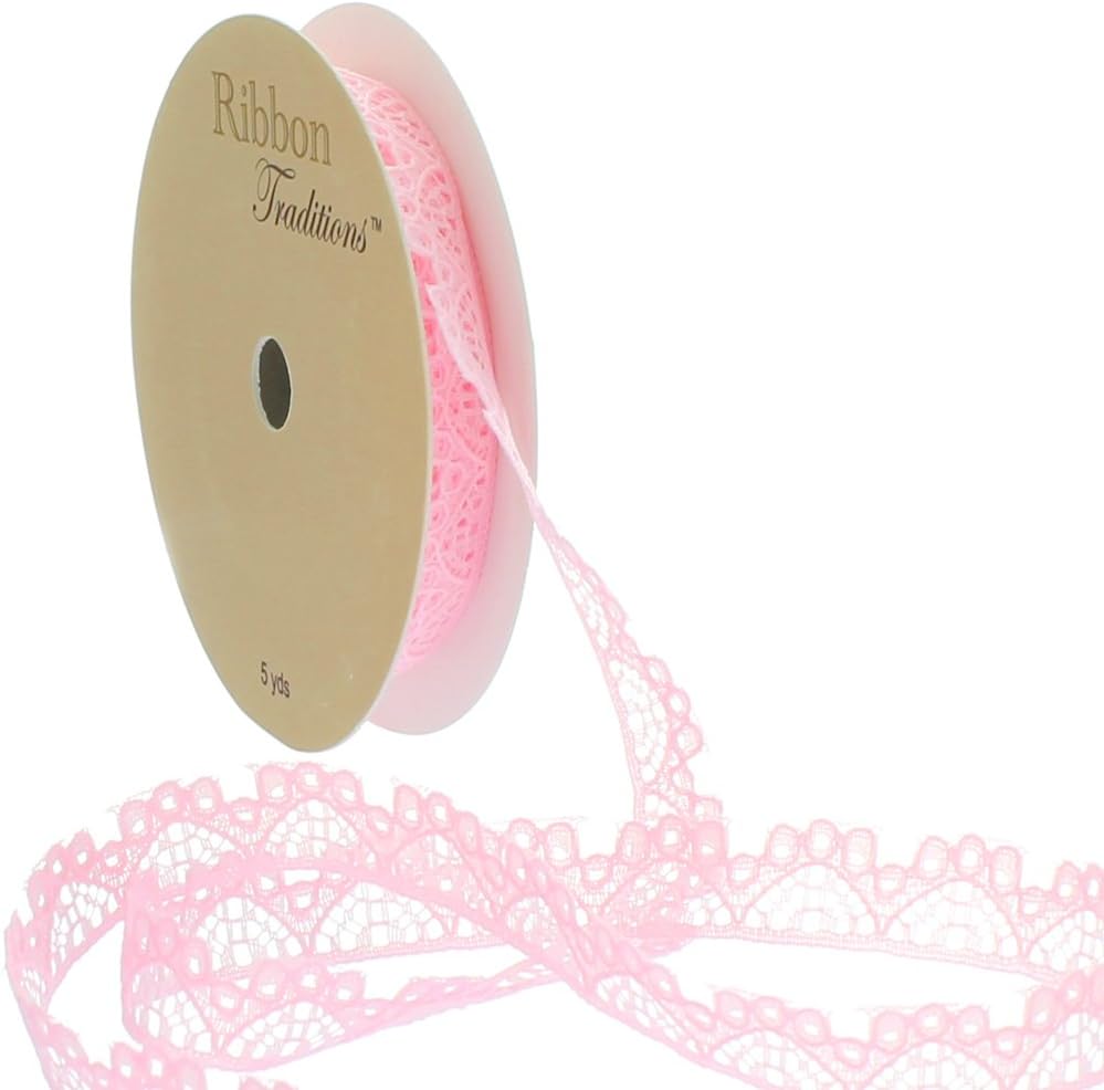 Amazon.com: 3/8" Vintage French Lace Ribbon Trim Light Pink 5yd