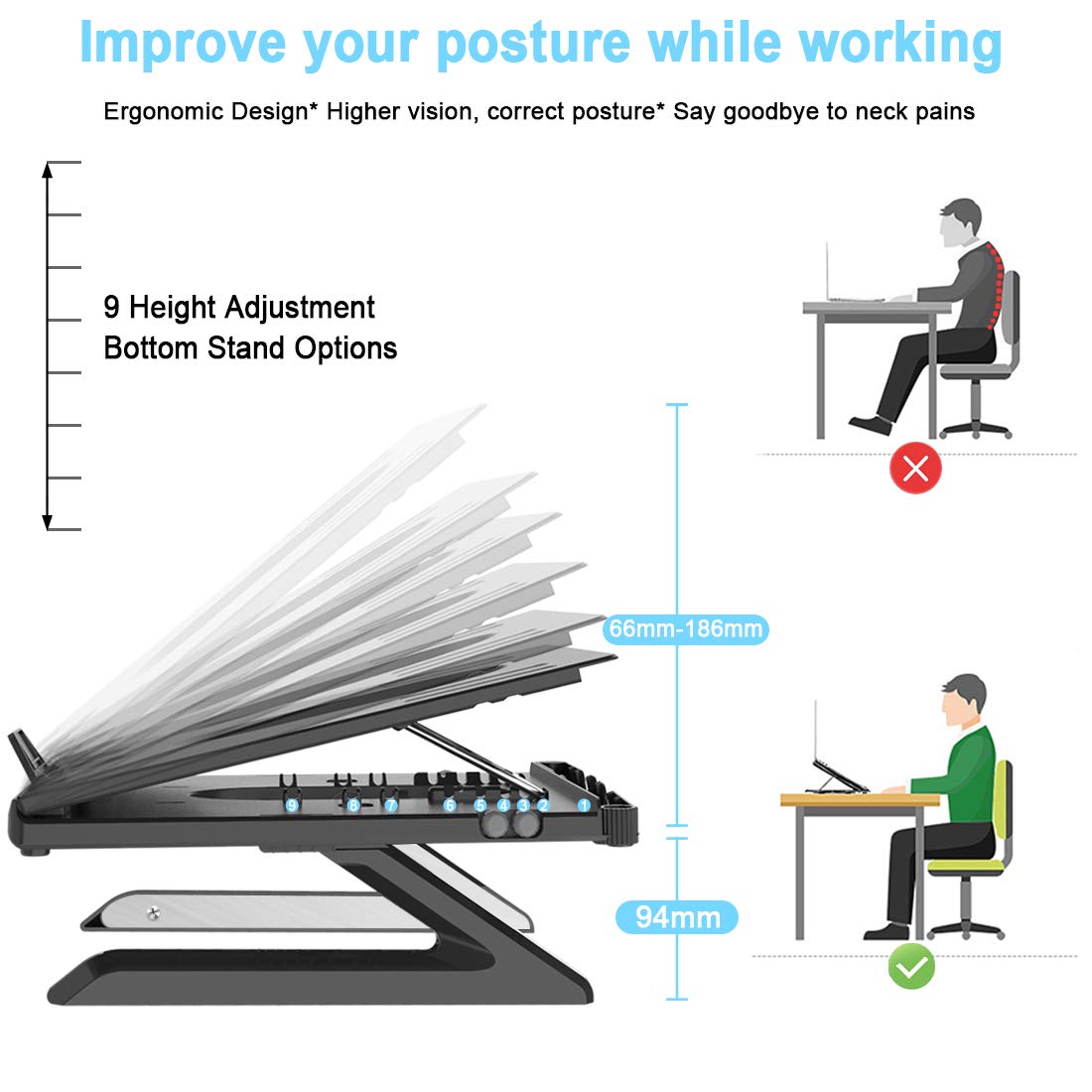 Homder Laptop Stand,Multi-Angle Adjustable Laptop Stand with Heat-Vent ...