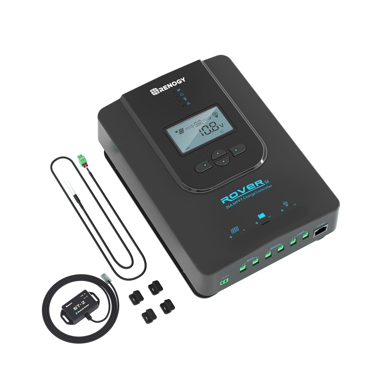 Renogy Rover 20A 12V/24V Auto DC Input MPPT Solar Charge Controller Parameter Adjustable LCD ...