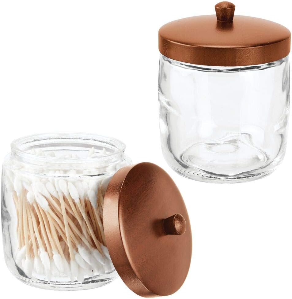 mDesign pot de rangement cosmétiques (lot de 2) – bocal avec couvercle ...