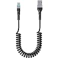 Amazon.com: Coiled Lightning Cable Apple Carplay Compatible [Apple MFi Certified] Short USB to ...