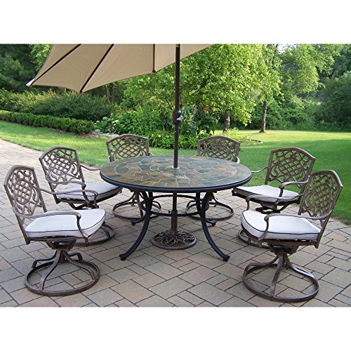 Oakland Living Stone Art 54-Inch Table, 7-Piece Swivel Dining Set with ...