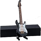 Amazon.com: Dselvgvu Wooden Miniature Guitar with Stand and Case Mini ...