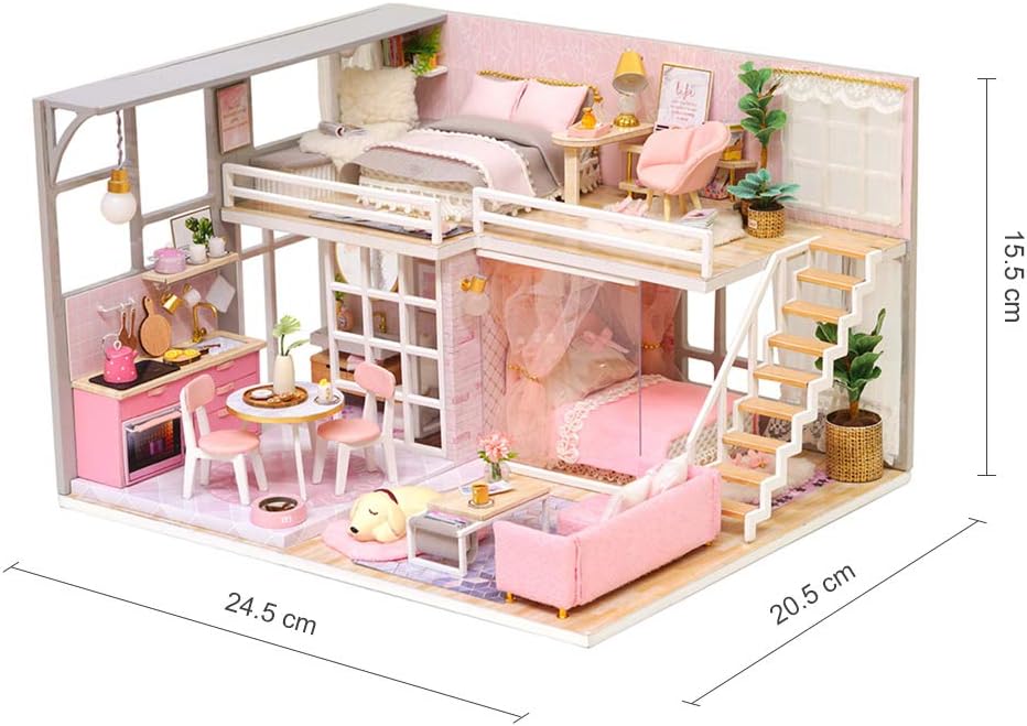 GuDoQi Miniature Dolls House Kit with Music, DIY Miniature House Model ...