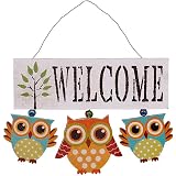 Amazon.com: Home Accent Primitive Country Cute Hanging Wood Welcome Owl ...