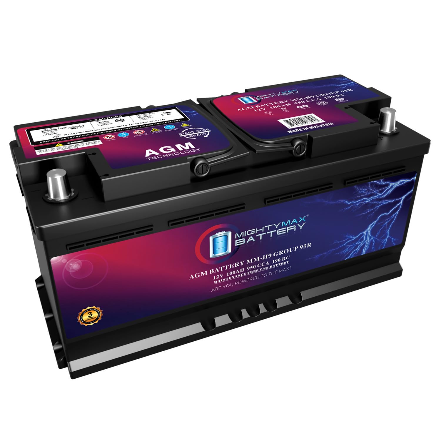 Mighty Max Battery MM-H9 Start and Stop Car BCI Group 95R 12V 100AH ...