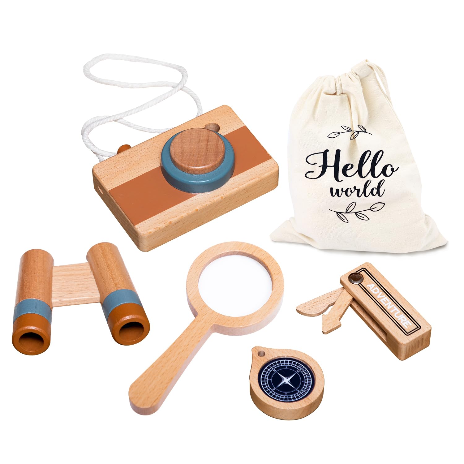 Wooden Outdoor Adventure Toys,Kids Explorer Kit With Wooden Telescope ...