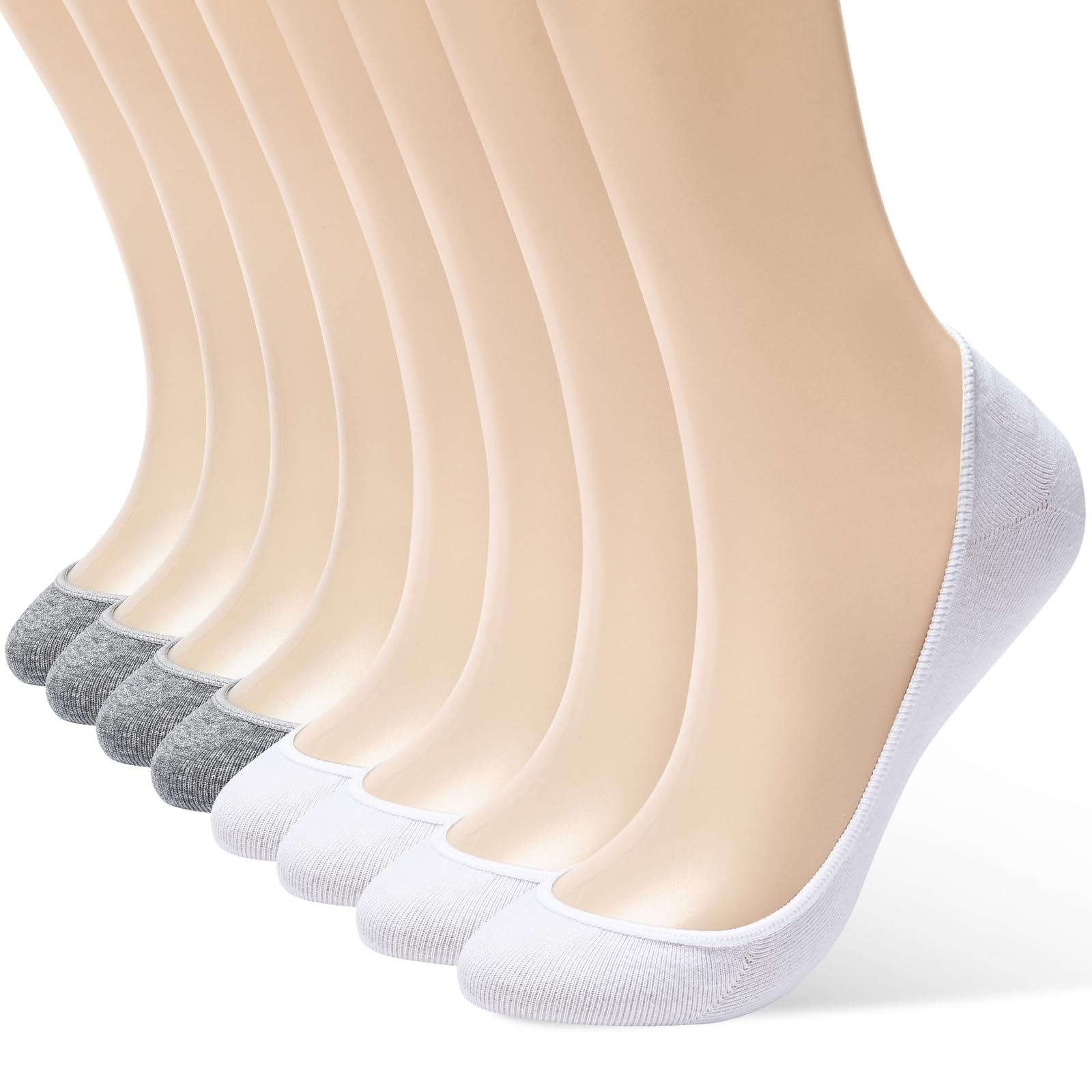 AHOVIT 8 Pairs Ultra Low Cut Liner Socks Women's No Show Non Slip ...